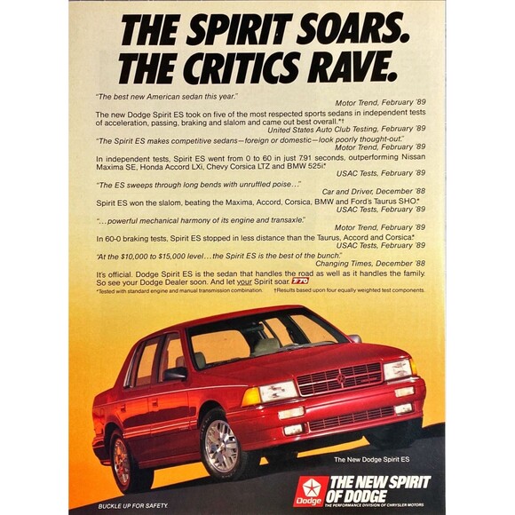 Dodge | Art | Dodge Spirit Es Sedan The Spirit Soars The Critics Rave ...